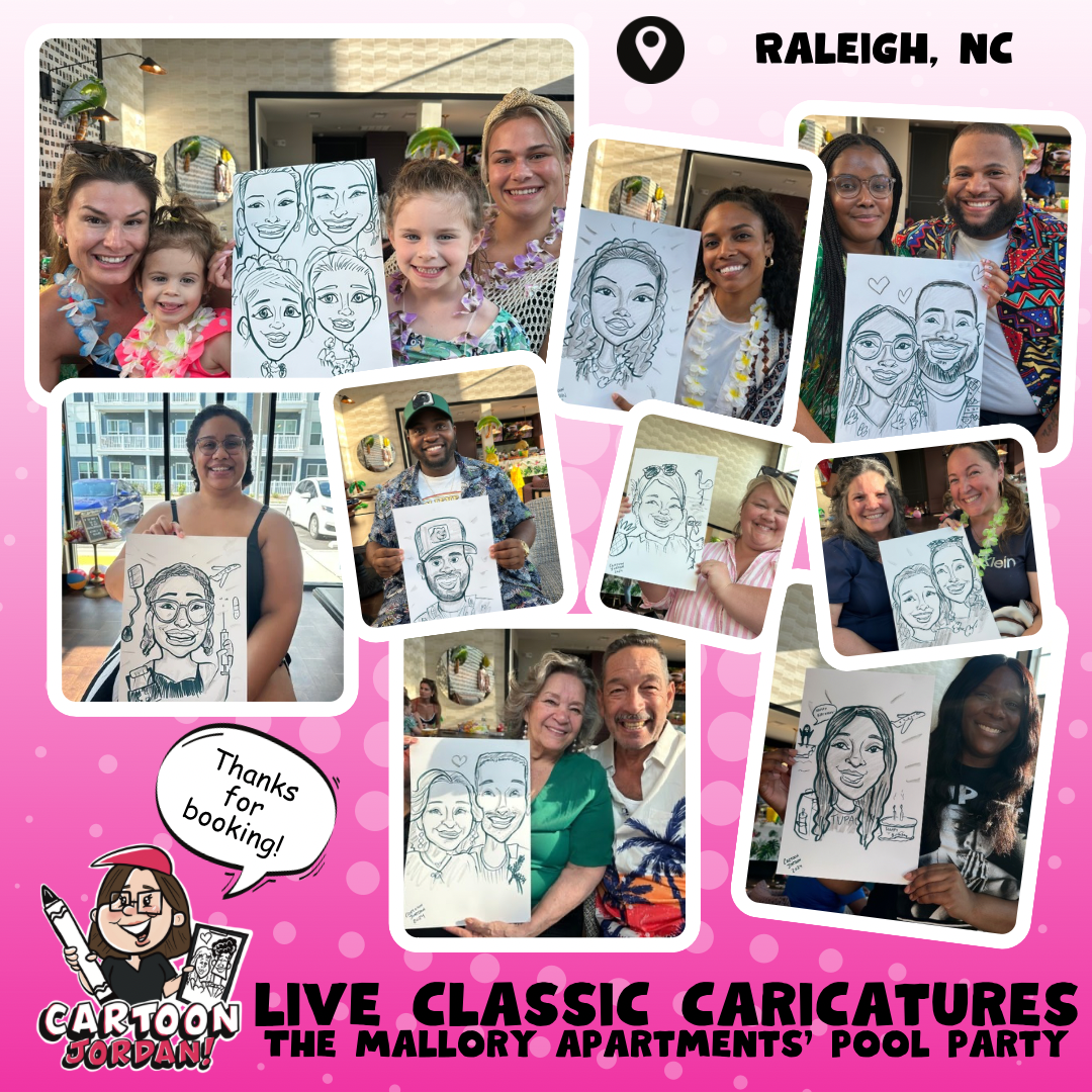 The Mallory Apartments Pool Party Caricatures - Raleigh, NC – Cartoon ...