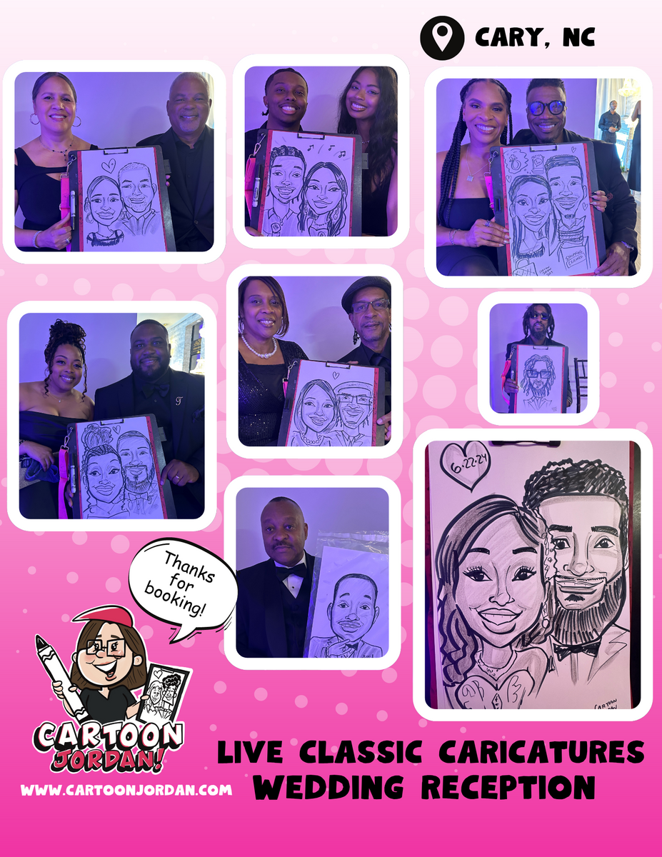Wedding Reception Caricatures - Cary, NC – Cartoon Jordan