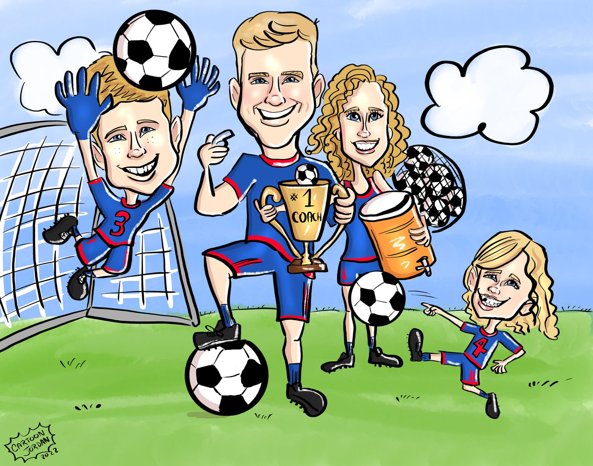 Soccer Coach Caricature – Cartoon Jordan